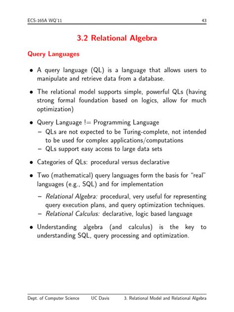 Image result for Relational Algebra in Database PDF