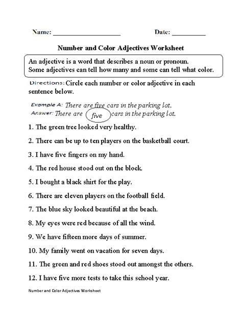 Image result for Color Adjectives Worksheet