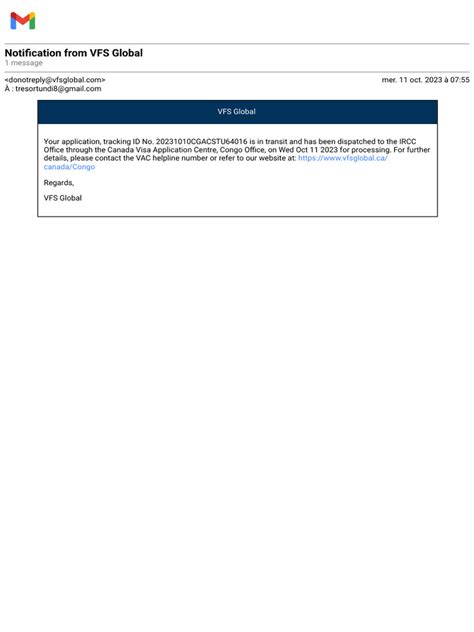 Image result for VFS Global Waiting List Email