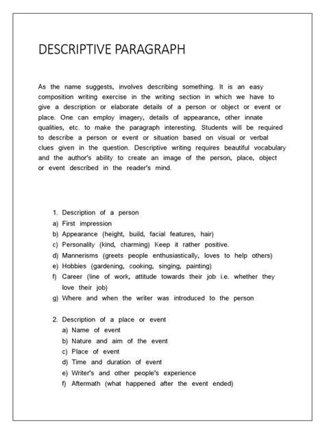 Image result for Good Examples of Descriptive Paragraphs