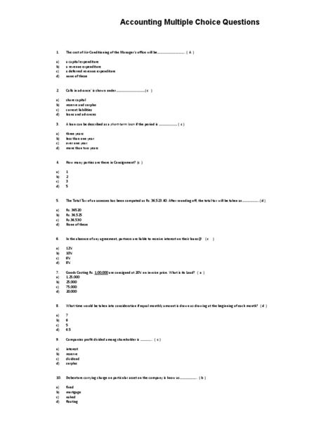Image result for Accounting Multiple Choice Questions