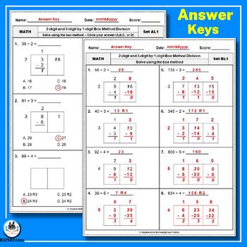 Image result for Box Method Division Worksheets PDF