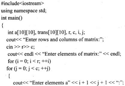 Image result for C Program to Find the Transpose of a Matrix Using Functions