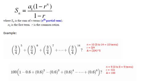 Image result for Geometric Series Sum Examples Answers