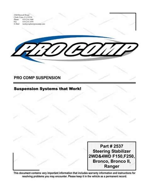 Image result for Pro Comp 56001 Installation