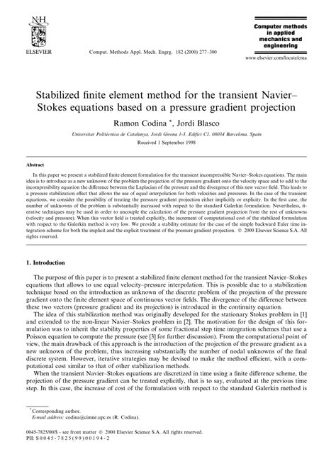 Image result for Navier-Stokes Equation Finite-Element Method