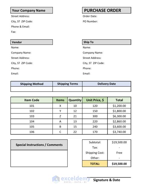 Image result for Create Purchase Order File On Excel