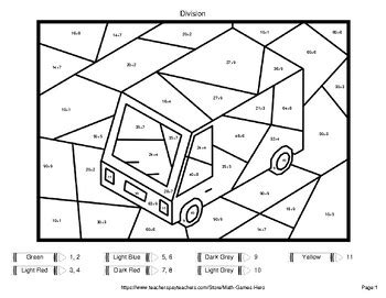 Division 2-Digit by 1-Digit - Coloring Pages | Color by Number | TPT