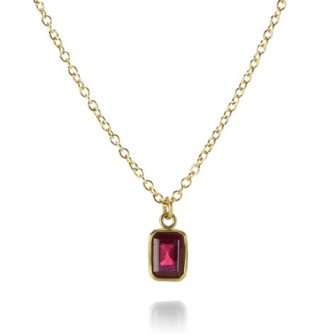 Maria Beaulieu Emerald Cut Ruby Pendant on Tiny Chain | Quadrum Galler ...