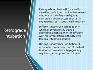 retrograde intubation ( Difficult Intubation ) | PDF