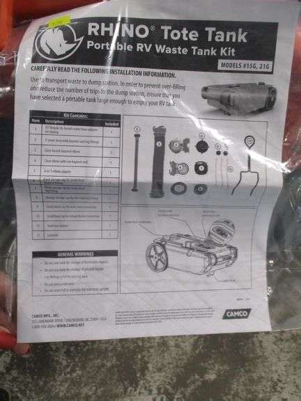 Rhino Portable RV Waste Tank with Accessories - Prime Time Auctions, Inc.