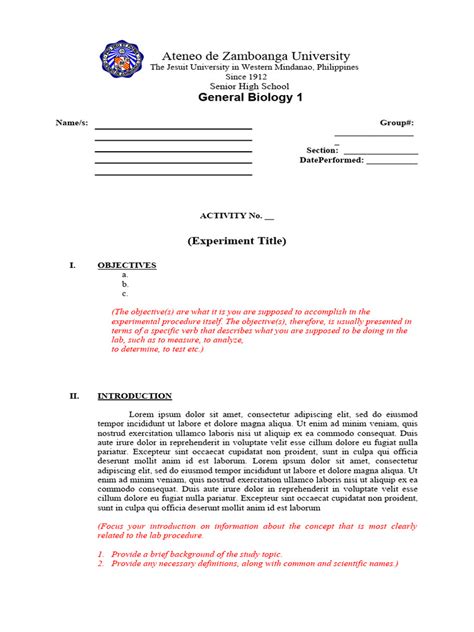 Image result for Mini Lab Report Example