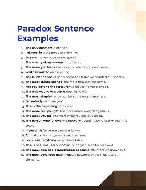 Image result for Paradox Examples Sentences