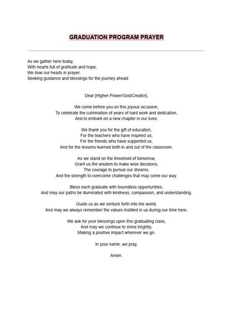 Graduation Prayer | PDF