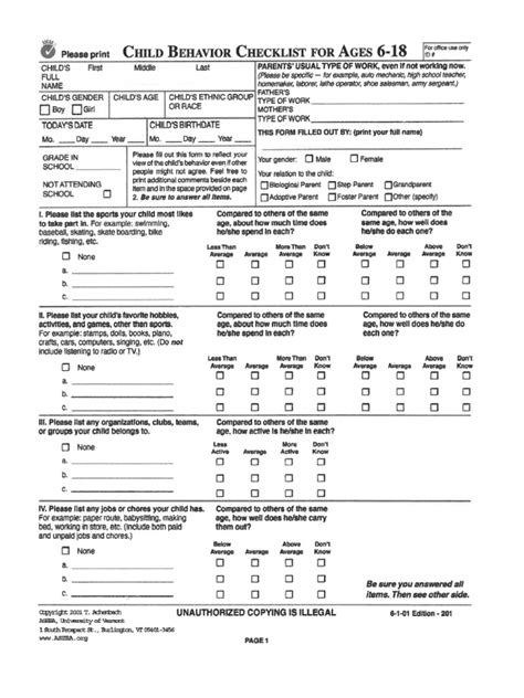 Image result for Child Behavior Checklist