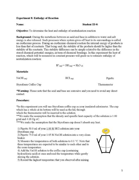 Image result for Lab 15 Reaction Enthalpy Introduction