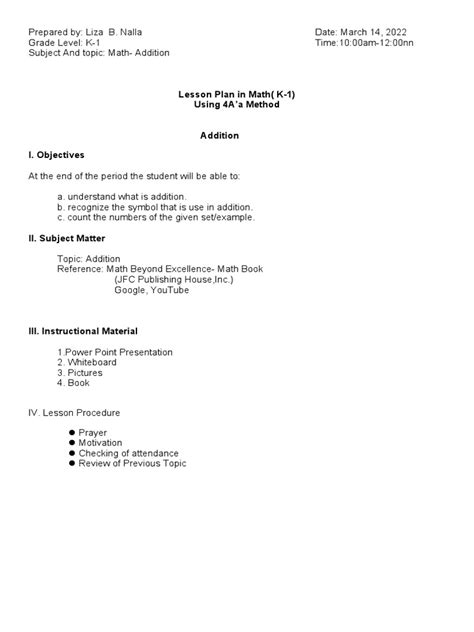 Image result for Addition Lesson Plan
