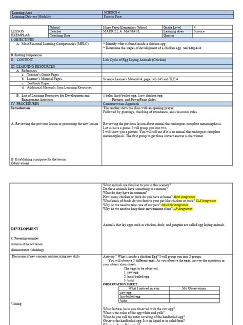 Image result for Lesson Plan Example Science 4th Class
