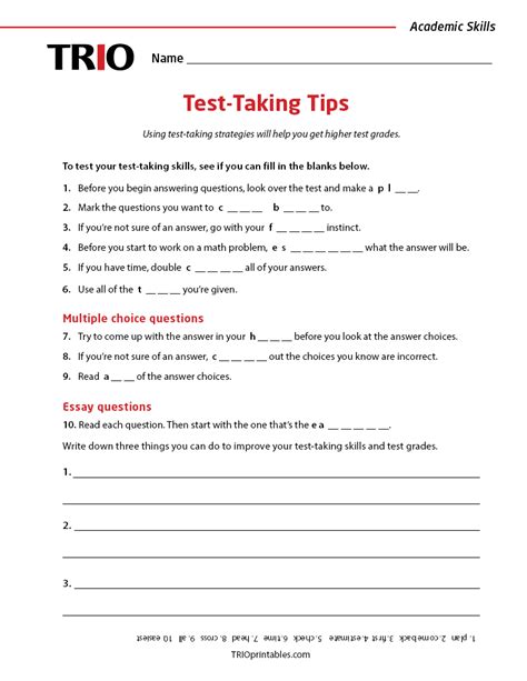 Image result for Test-Taking Strategies Matching Activity