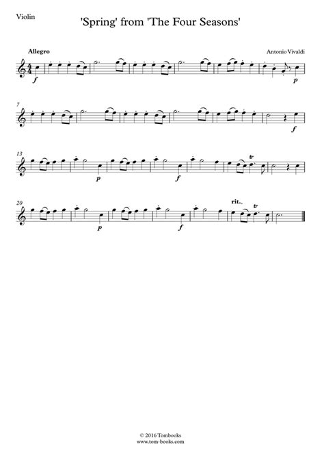 Image result for Vivaldi Spring Violin Notes