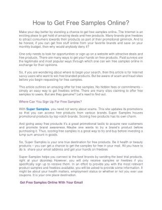 Image result for How to Get Free Samples