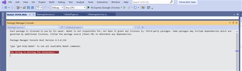 Image result for Visual Studio Package Manager Error