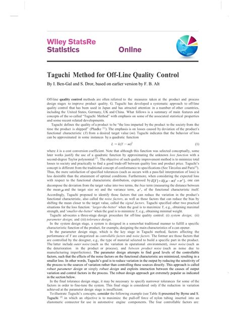 Image result for Taguchi Method Quality Control