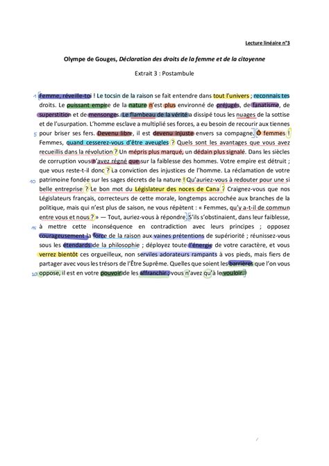 Image result for Explication Lineaire Olympe De Gouges