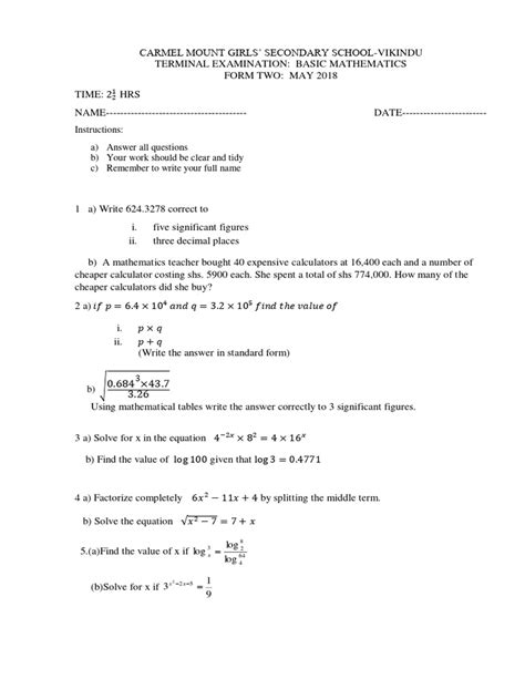 Image result for Form 2 Maths Notes