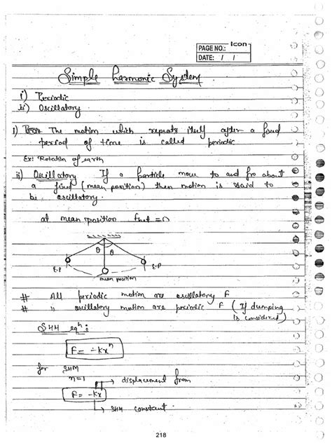 Image result for SHM Handwritten Notes