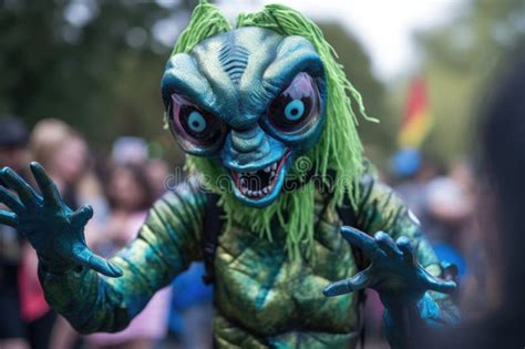 Close-up of Alien, with Dance Moves and Costume during Festival Stock ...