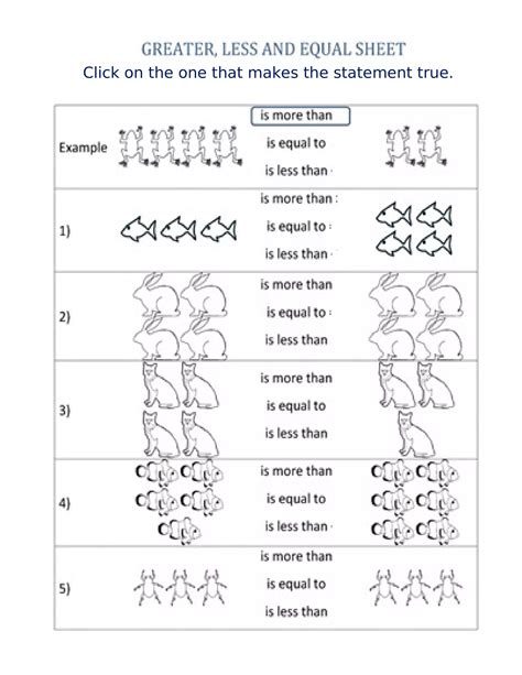 Image result for Math Worksheets More or Less Problem Sums