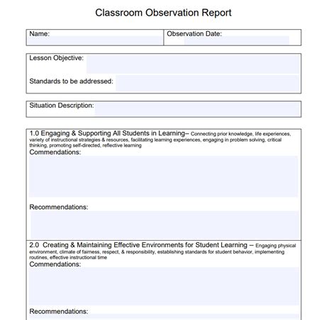 Image result for Classroom Observation Report Sample