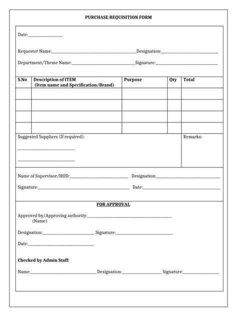 Image result for Purchase Requisition Form