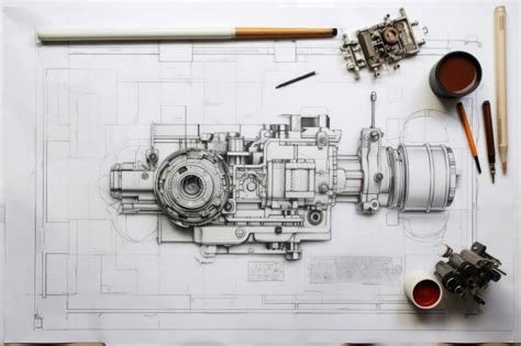 Image result for Technical Drawing Car Engine