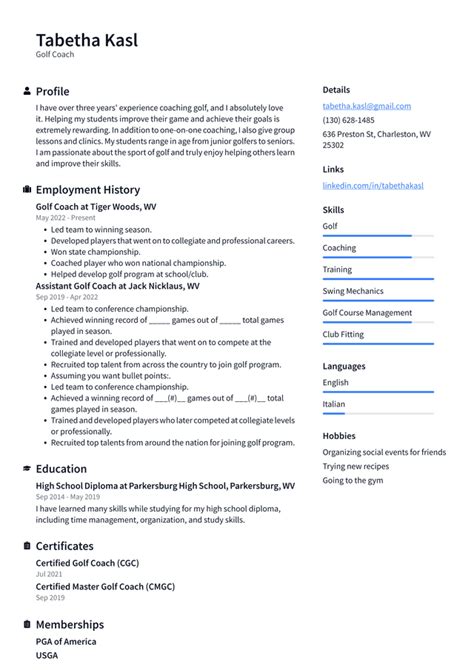 Image result for Golf Course Manager Resume Example