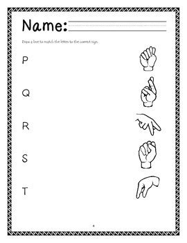 ABC Sign Language Matching worksheets by Learning With My Hands | TpT