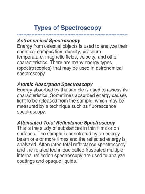 Image result for Spectroscopy Types