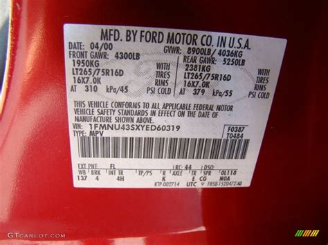 Image result for 2001 Ford Excursion Color Code