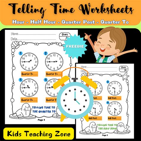 Image result for First Grade Math Telling Time Worksheets