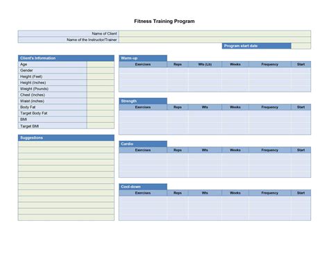 Fitness Training Plan Template