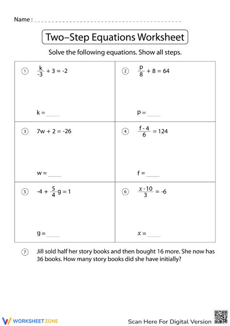 Image result for 2 Step Equations Practice Worksheet