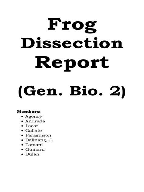Frog Dissection Report | PDF