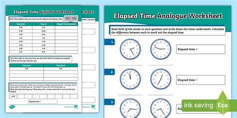 Image result for Elapsed Time Clock Worksheet