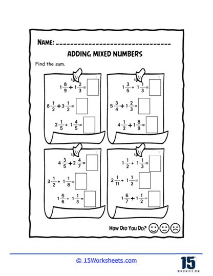 Image result for Adding Two Mixed Numbers Worksheet