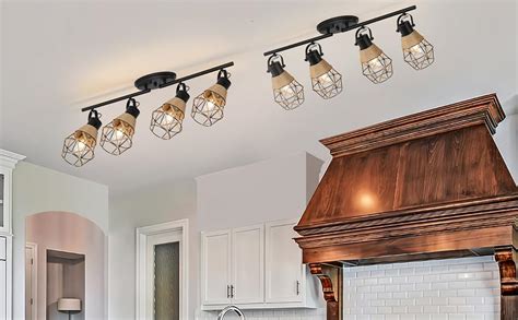 Farmhouse Track Lighting Kit, Directional Ceiling Light Indoor with 4 ...
