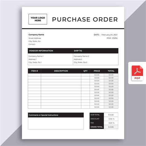 Image result for Printable Purchase Order Form
