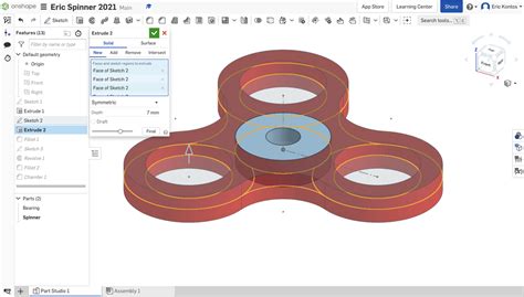 Image result for Onshape Tutorials Fidget Spinner