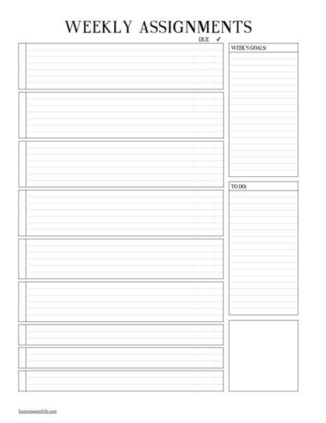 Image result for Weekly Assignment Sheet Excel