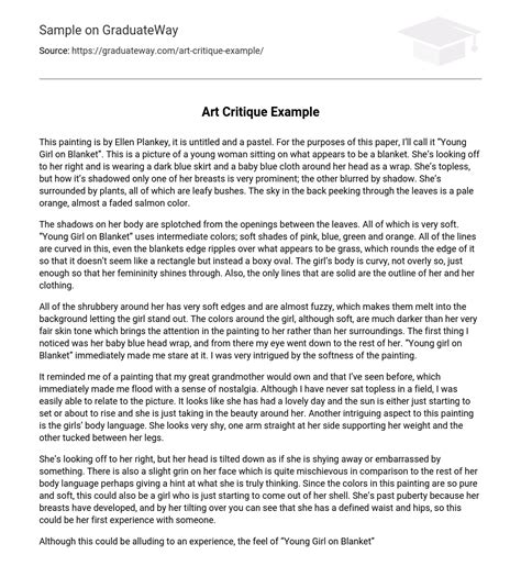 Image result for Critique Example